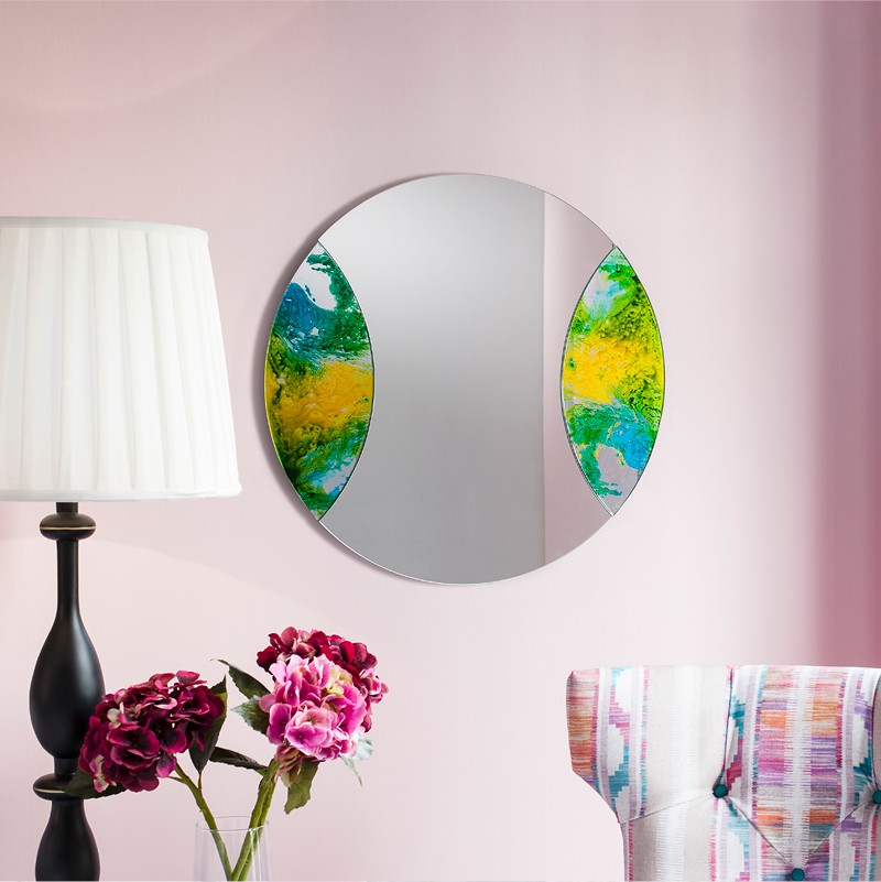 Round Circle Mirror | Hand Painted Funky Mirror | Oake