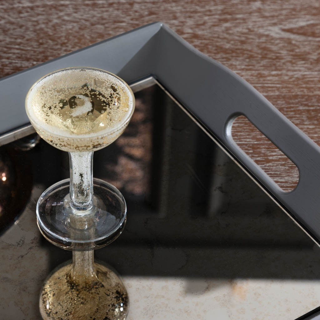 Stylish Wood and Mirrored Glass Tea Tray | The Thorne at Mood