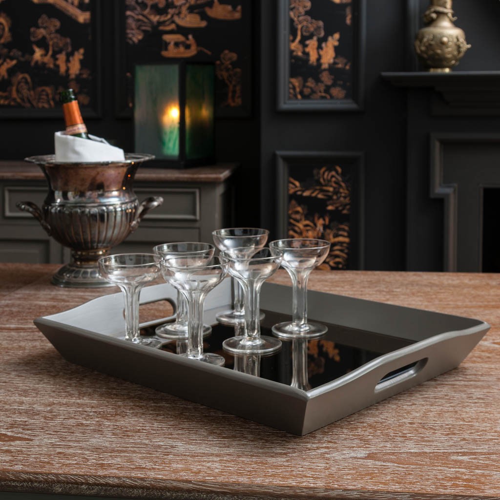 Stylish Wood and Mirrored Glass Tea Tray | The Thorne at Mood