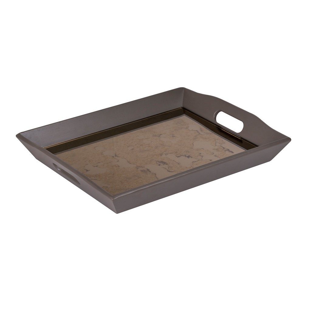 Stylish Wood and Mirrored Glass Tea Tray | The Thorne at Mood