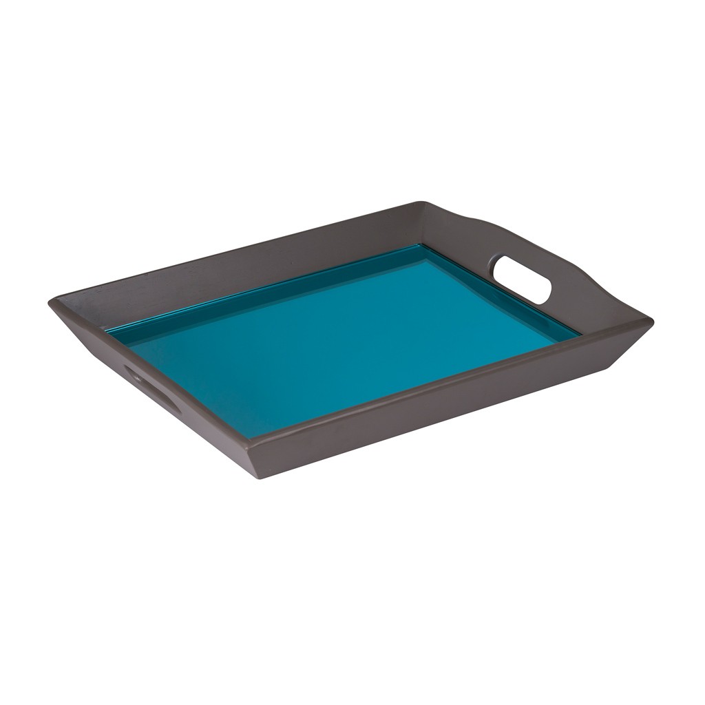 Stylish Wood and Mirrored Glass Tea Tray | The Thorne at Mood